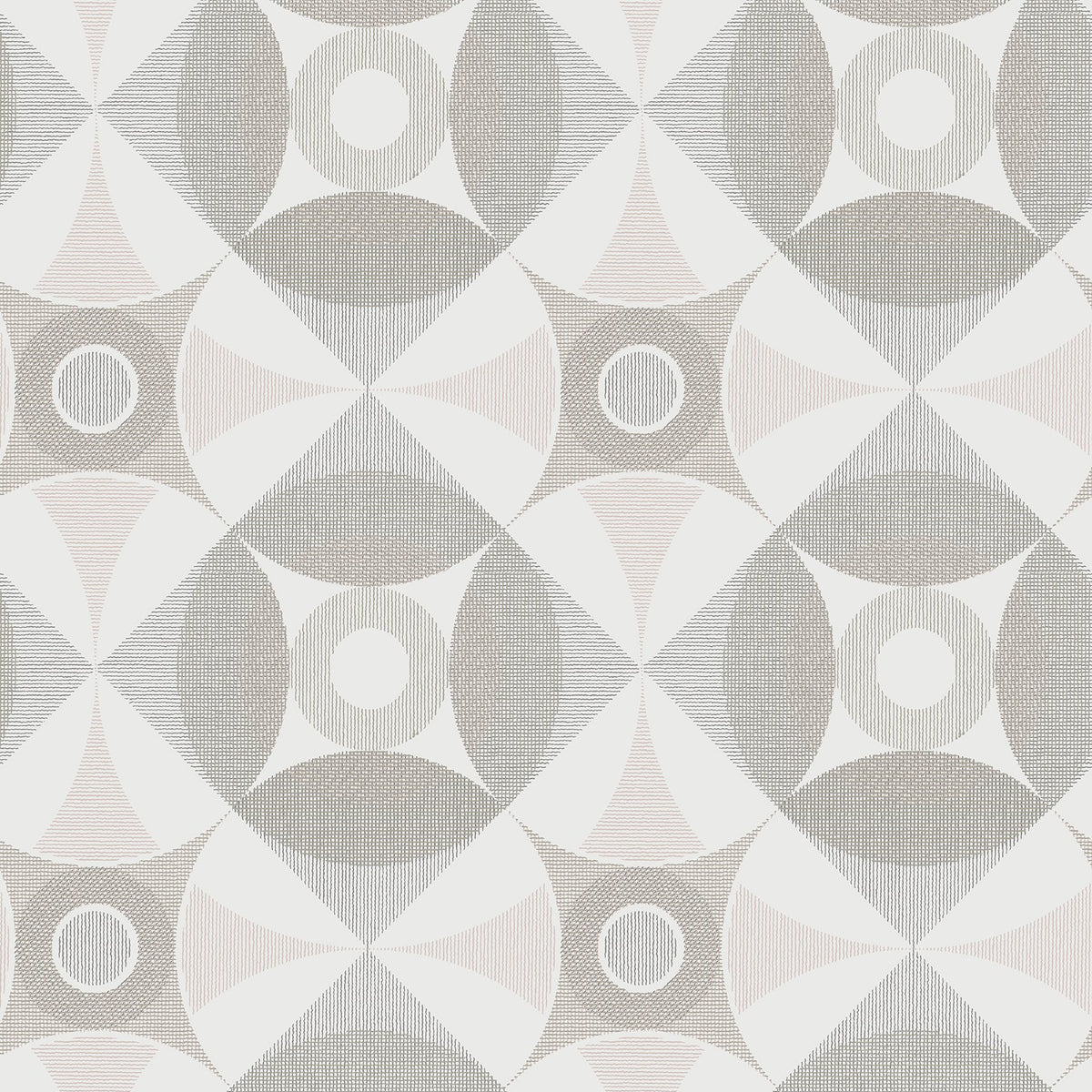 Ellis Light Brown Geometric Wallpaper with Scandinavian Overlapping Ci ...