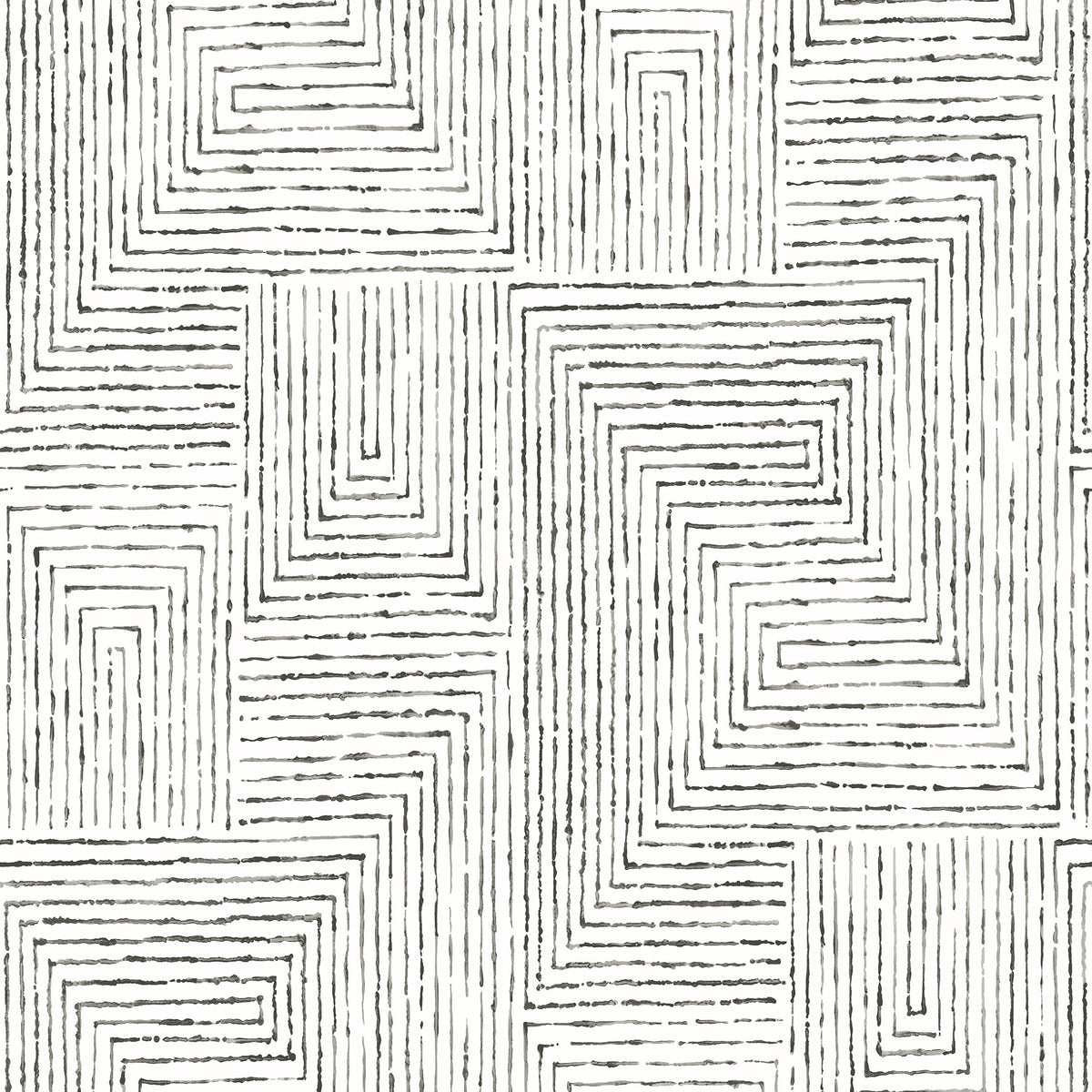 Merritt Black Geometric Wallpaper with Raised Ink Modern Abstract Patt ...