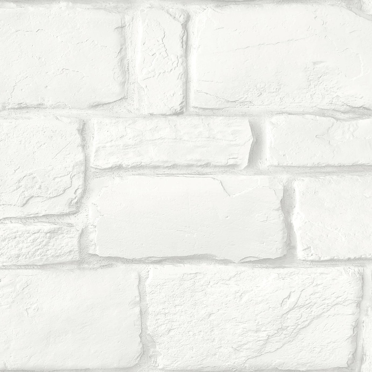 Casablanca White Stone Wallpaper with Textured Faux Stone Pattern - A ...