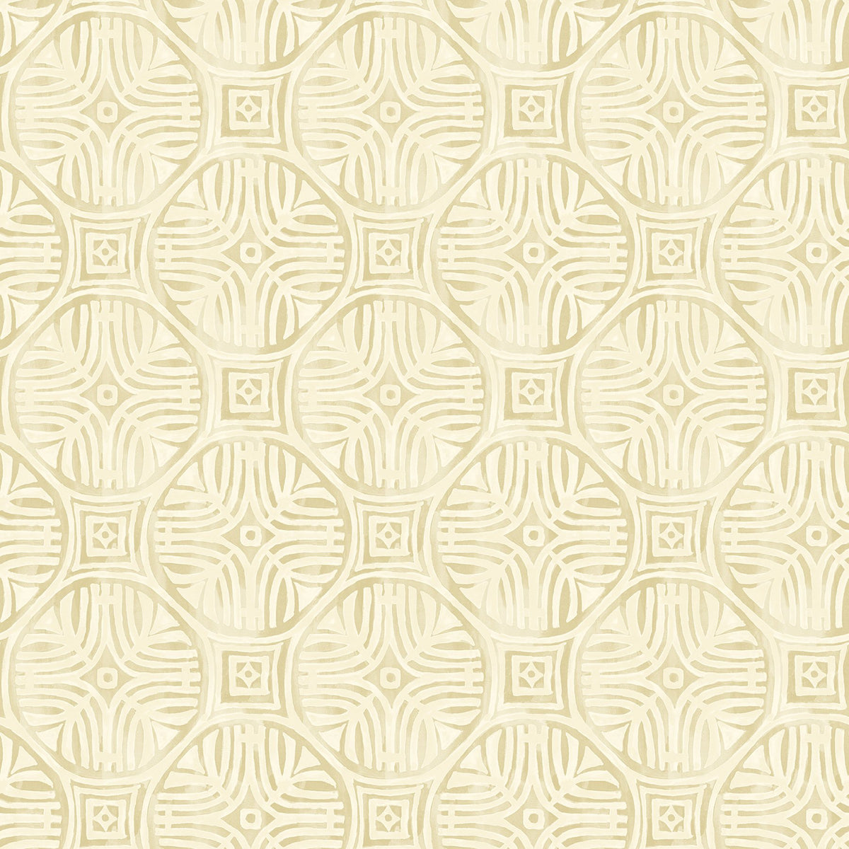 Sandee Butter Medallion Wallpaper with Modern Graphic Medallions - Che ...