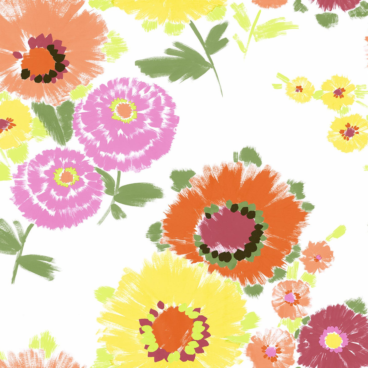 Essie Yellow Painterly Floral Wallpaper with Bohemian Botanical Flower ...
