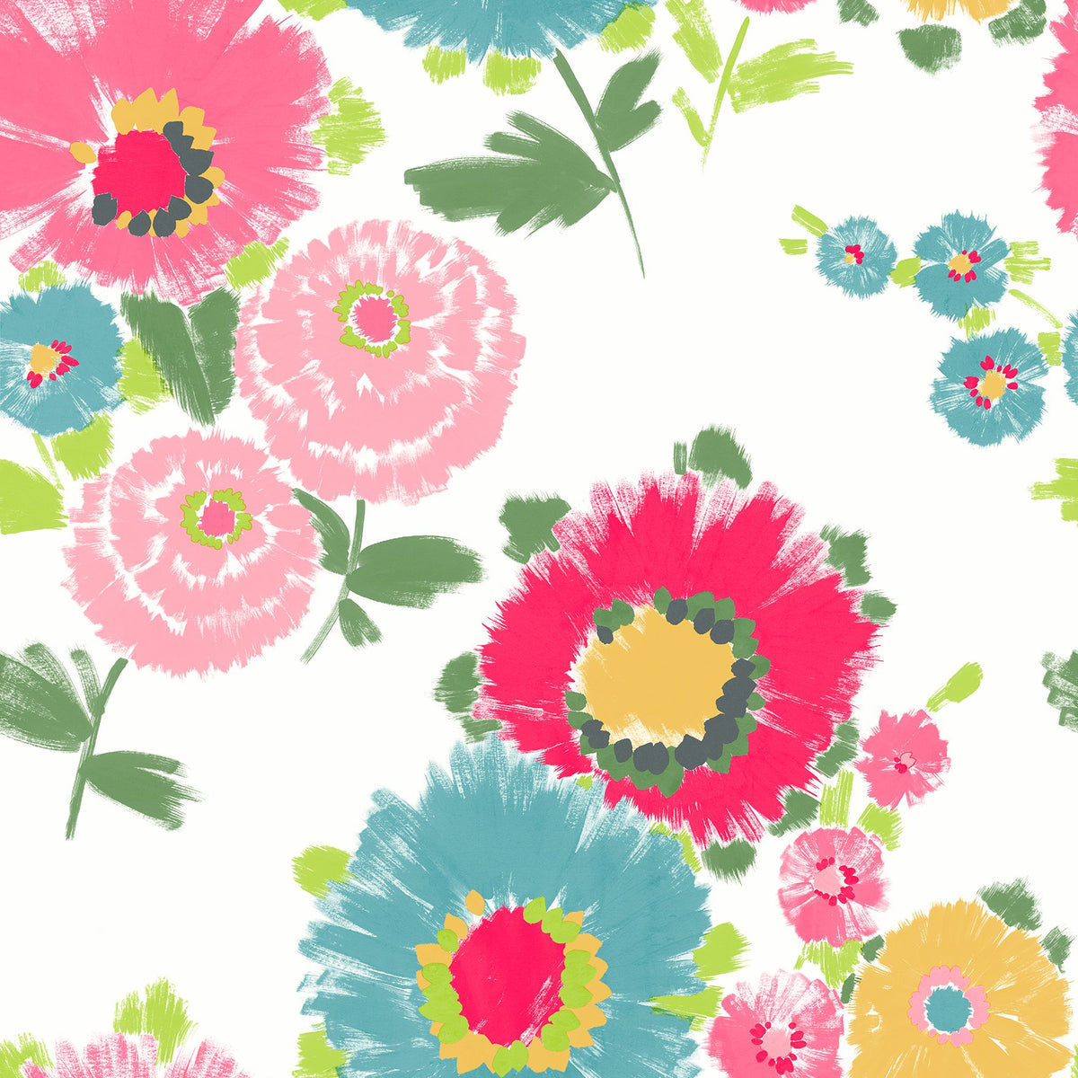 Essie Pink Painterly Floral Wallpaper with Bohemian Botanical Flower M ...
