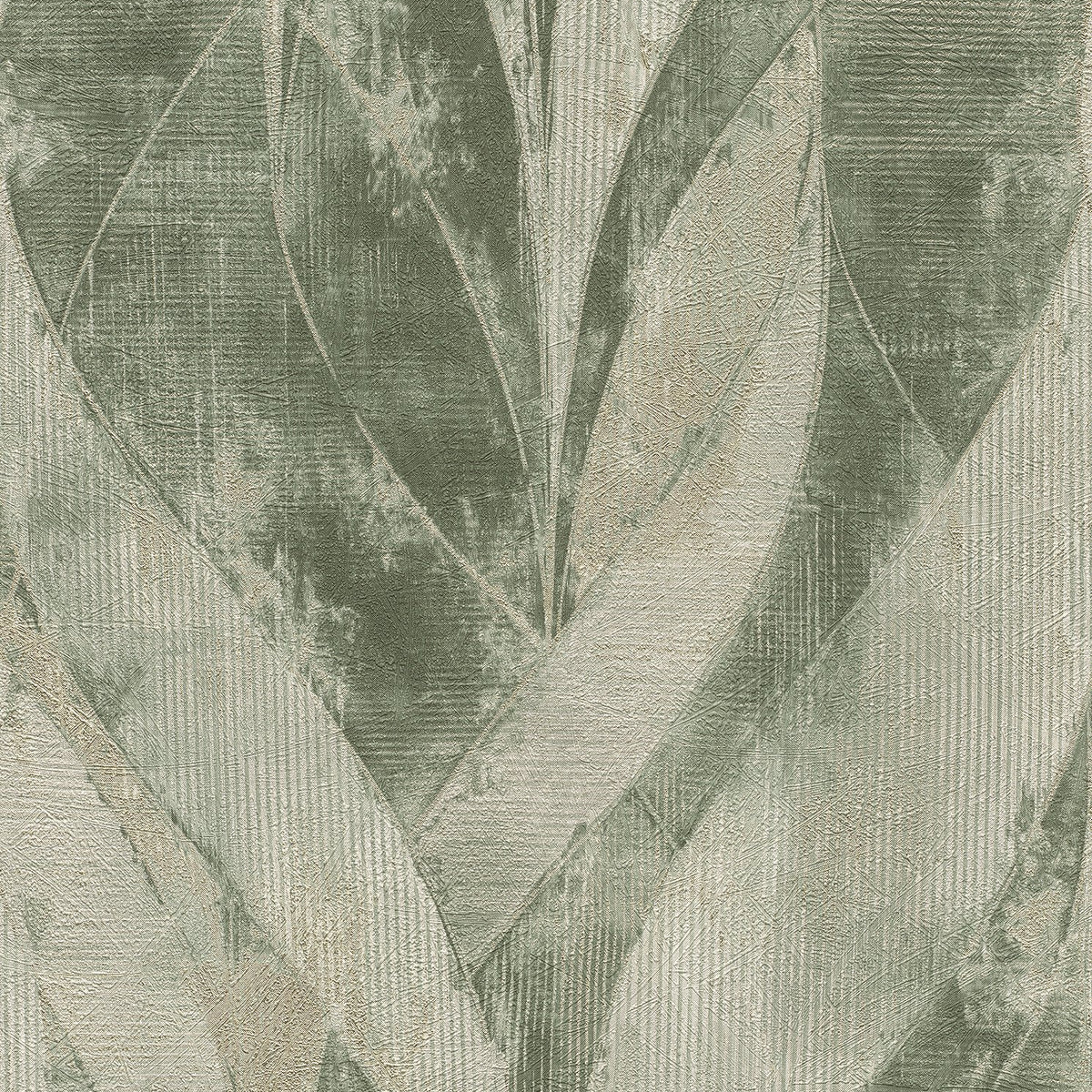 Blake Moss Leaf Green Textured Metallic Wallpaper with Botanical Geome ...