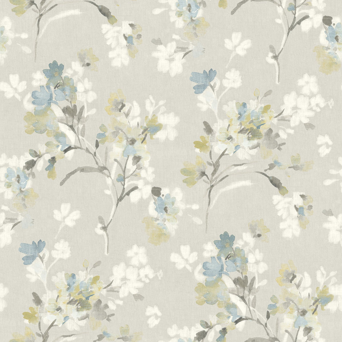 Azalea Light Grey Floral Branches Wallpaper with Botanical Flowers Mot ...