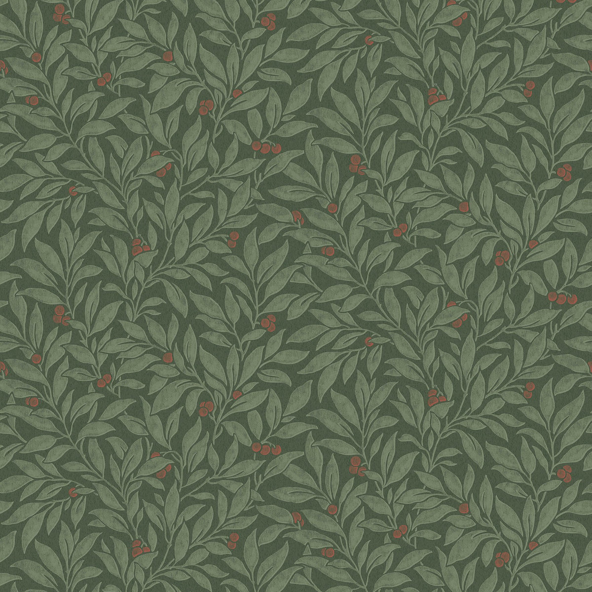 Winter Berry Evergreen Vine Wallpaper with Botanical Vine Pattern, Far ...