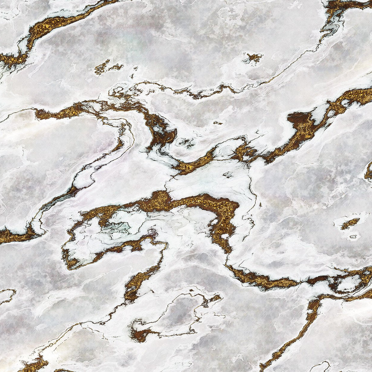 Marmoro White and Gold Faux Marble Wall Mural with Industrial Style ...