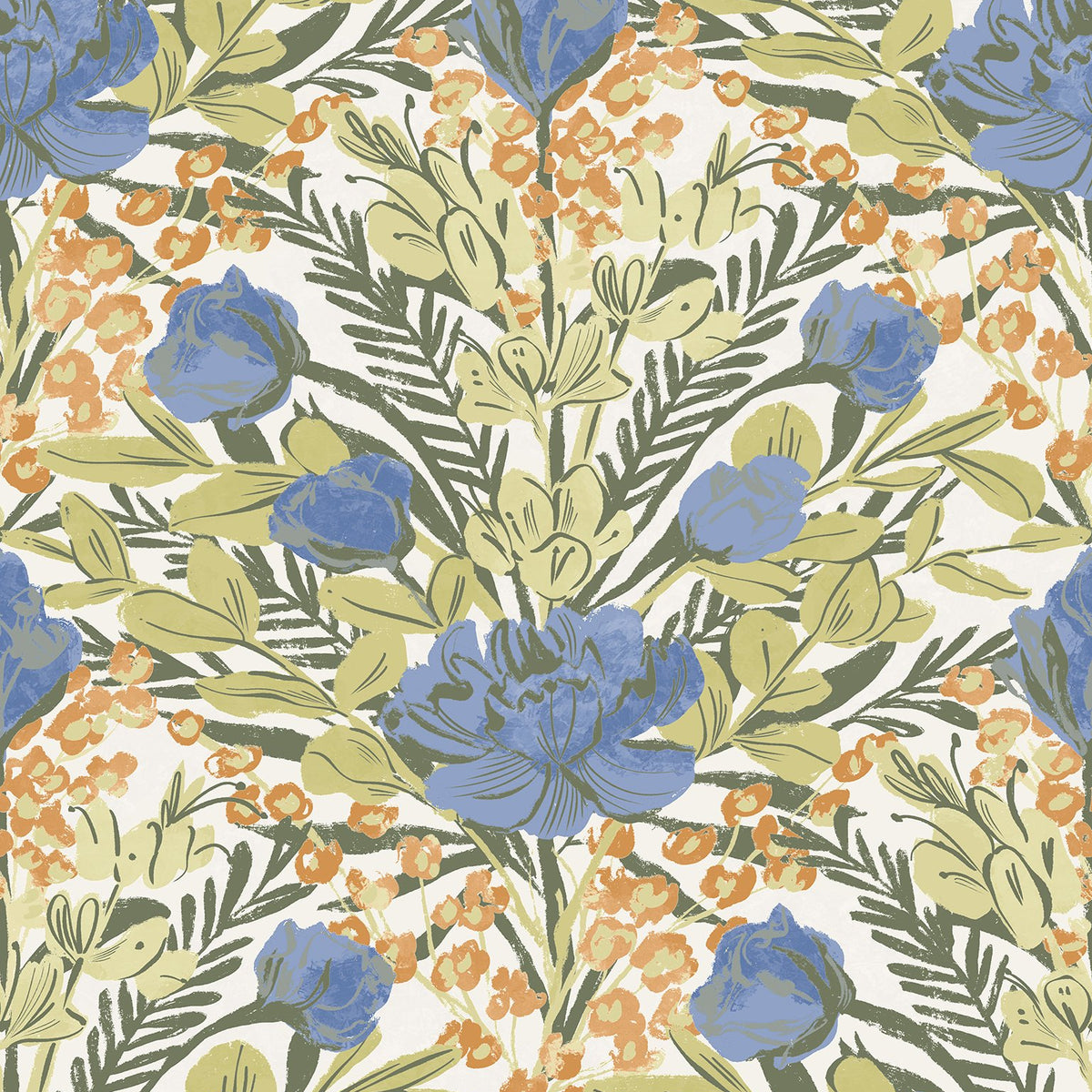 Moody June Blooms Bright Peel & Stick Wallpaper in Multicolor Floral D ...