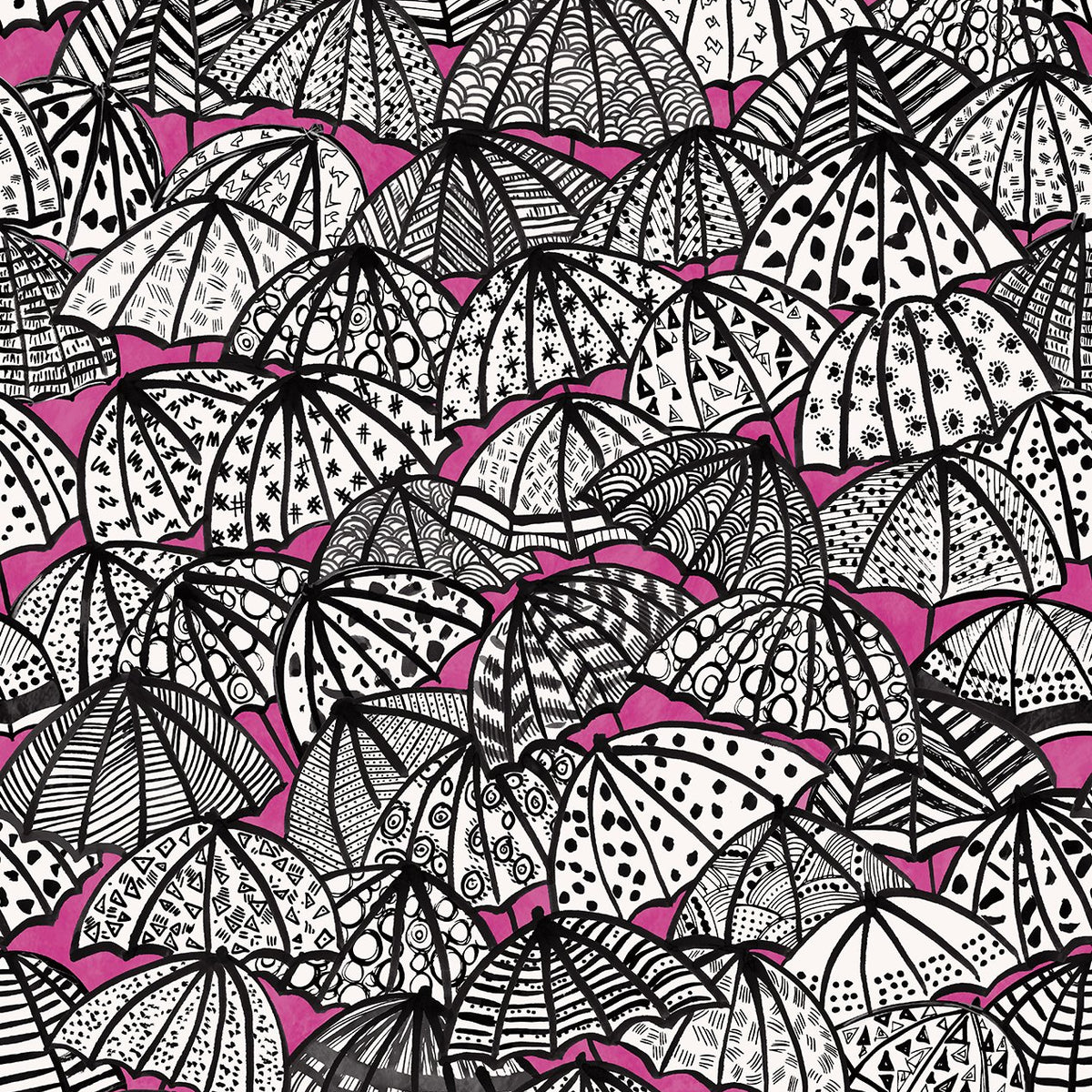 Dara Raspberry Jolly Brollies Wallpaper with Bohemian Geometric Graphi ...