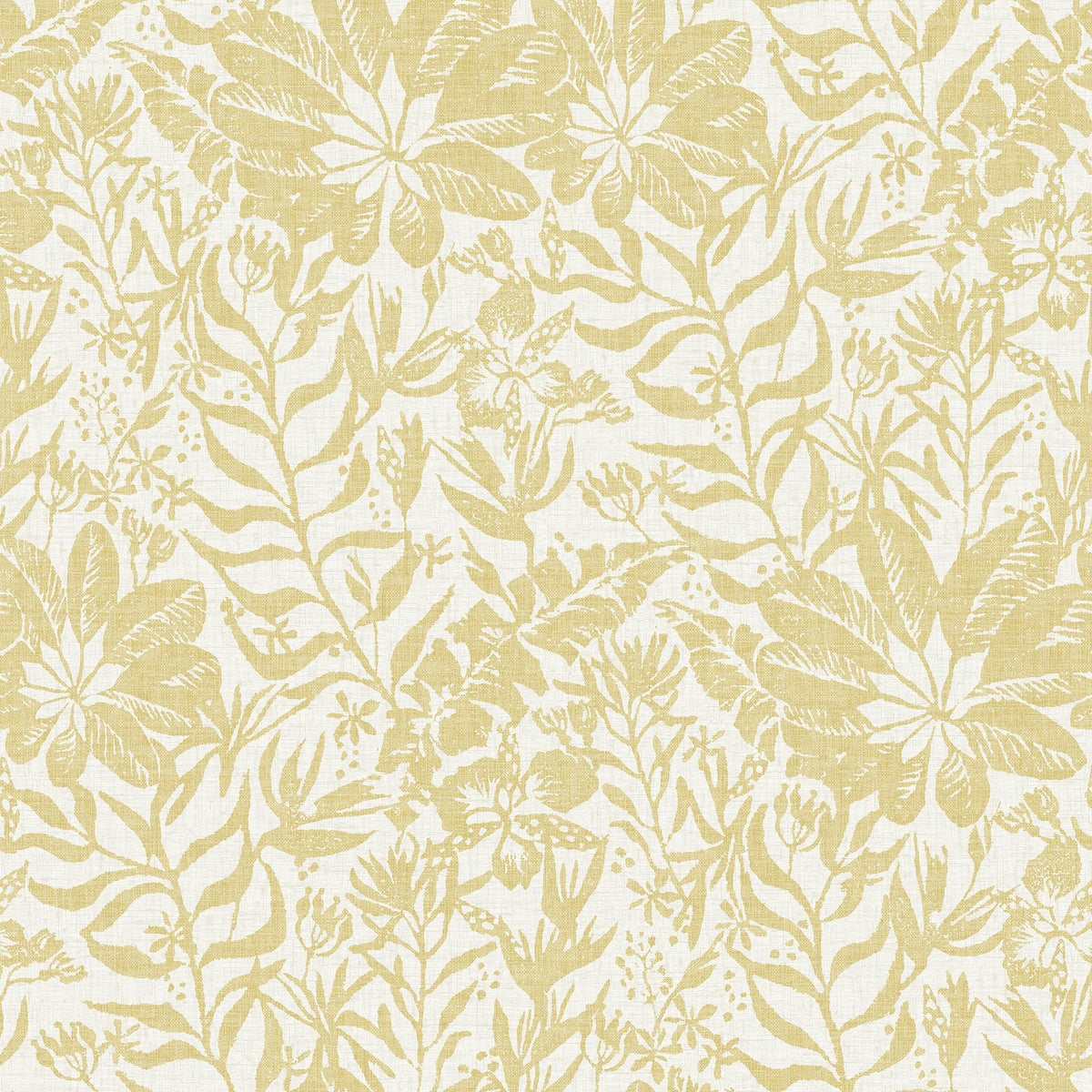 Foliole Yellow Peel & Stick Wallpaper with Botanical Leaf Motif - NuWa ...