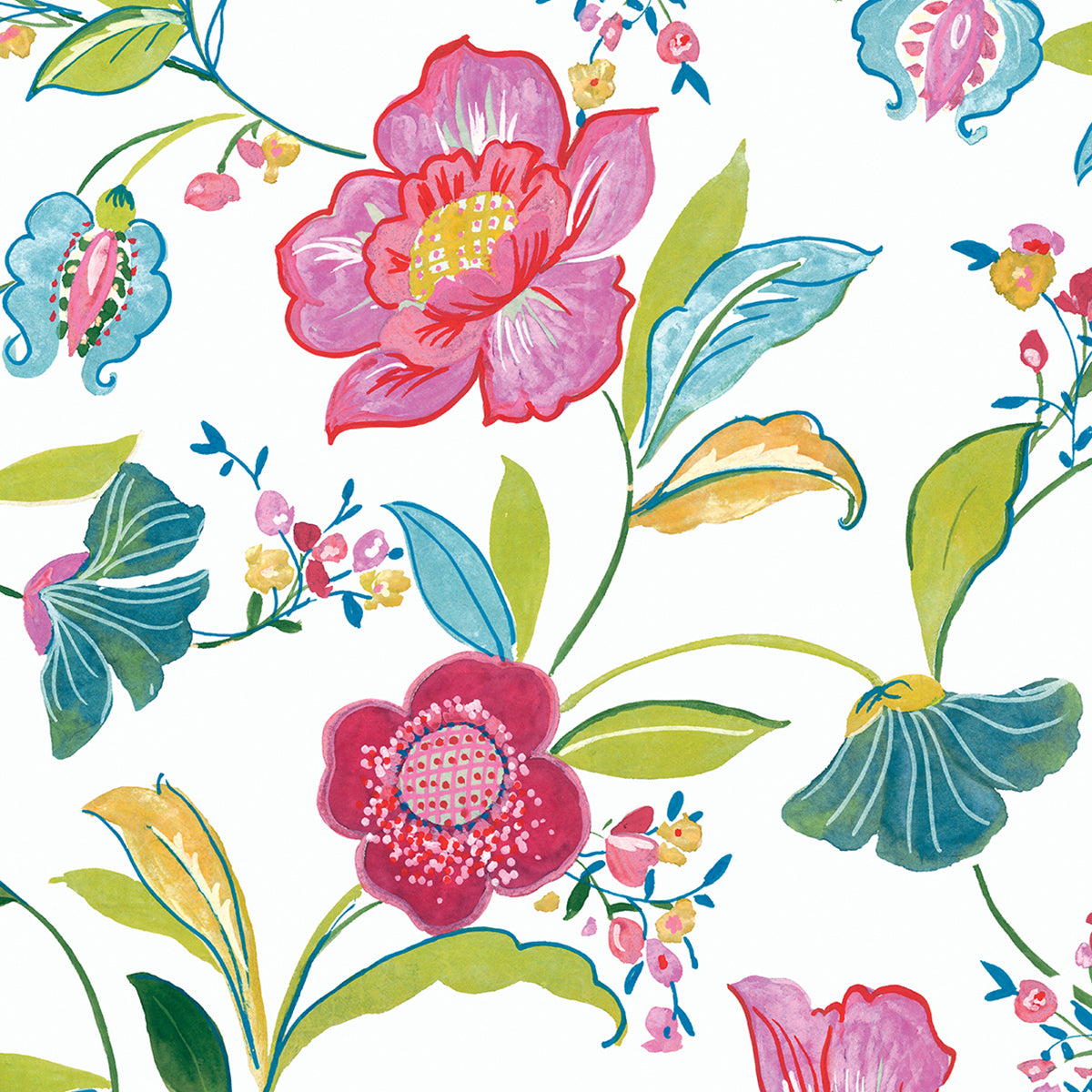 Painterly Floral Magenta & Off-White Peel & Stick Wallpaper | NextWall ...