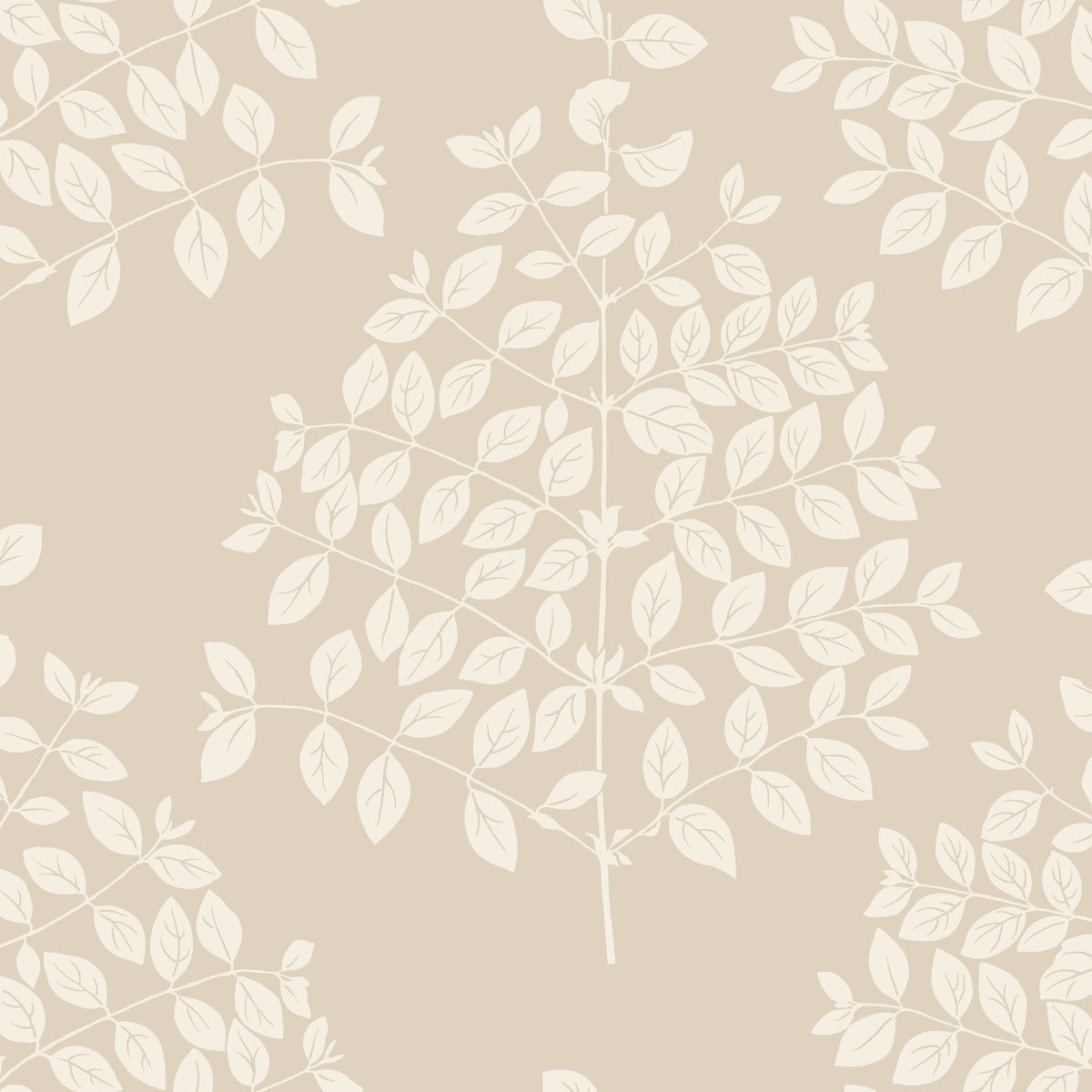 Tender Pearl Taupe Botanical Non Woven Wallpaper with Leaf Motif - Yor ...