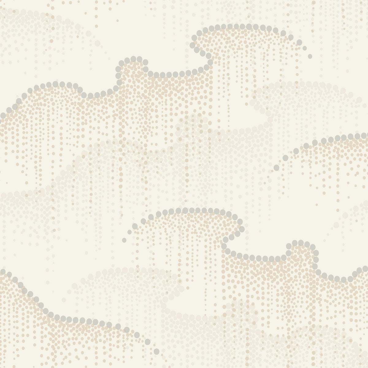 Moonlight Pearls Cream Wallpaper with Geometric Metallic Ribbon Motif ...