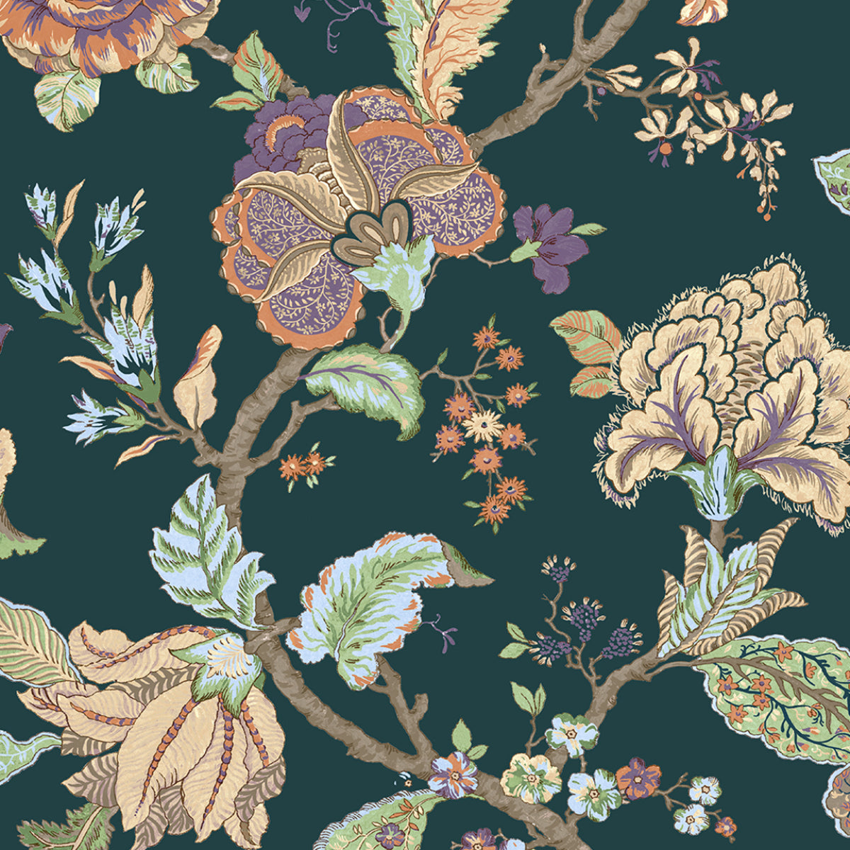 Lana Jacobean Victorian Jade Floral Wallpaper – Seabrook Designs ...