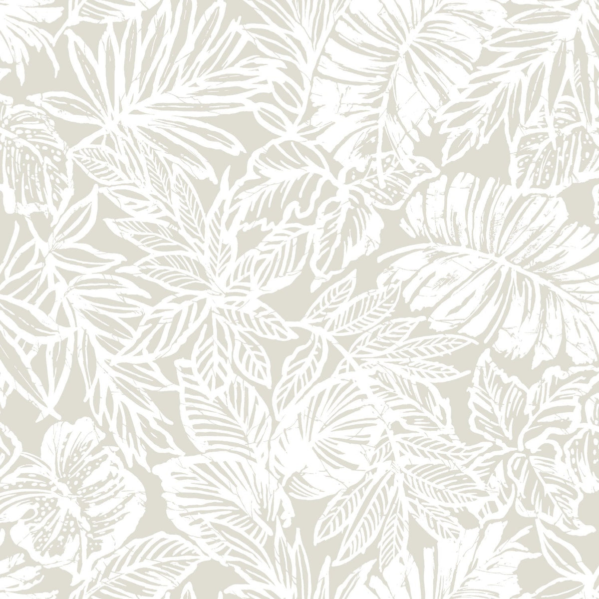 Batik Tropical Leaf Beige Peel & Stick Wallpaper with Botanical Leaf B ...