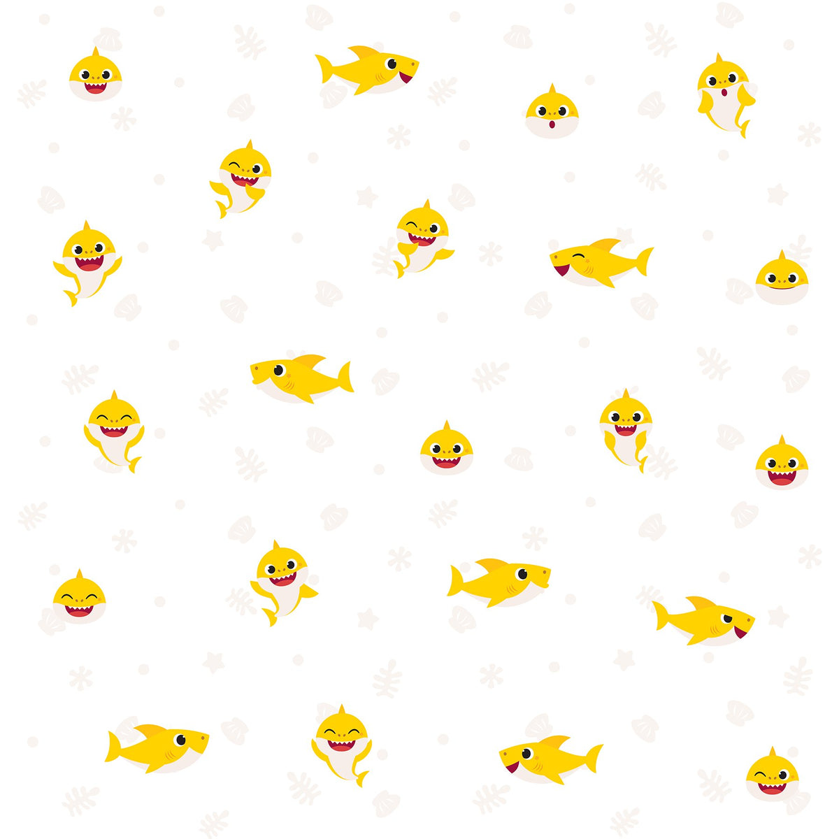 Baby Shark Cream Peel & Stick Vinyl Wallpaper with Kids Animal Pattern ...